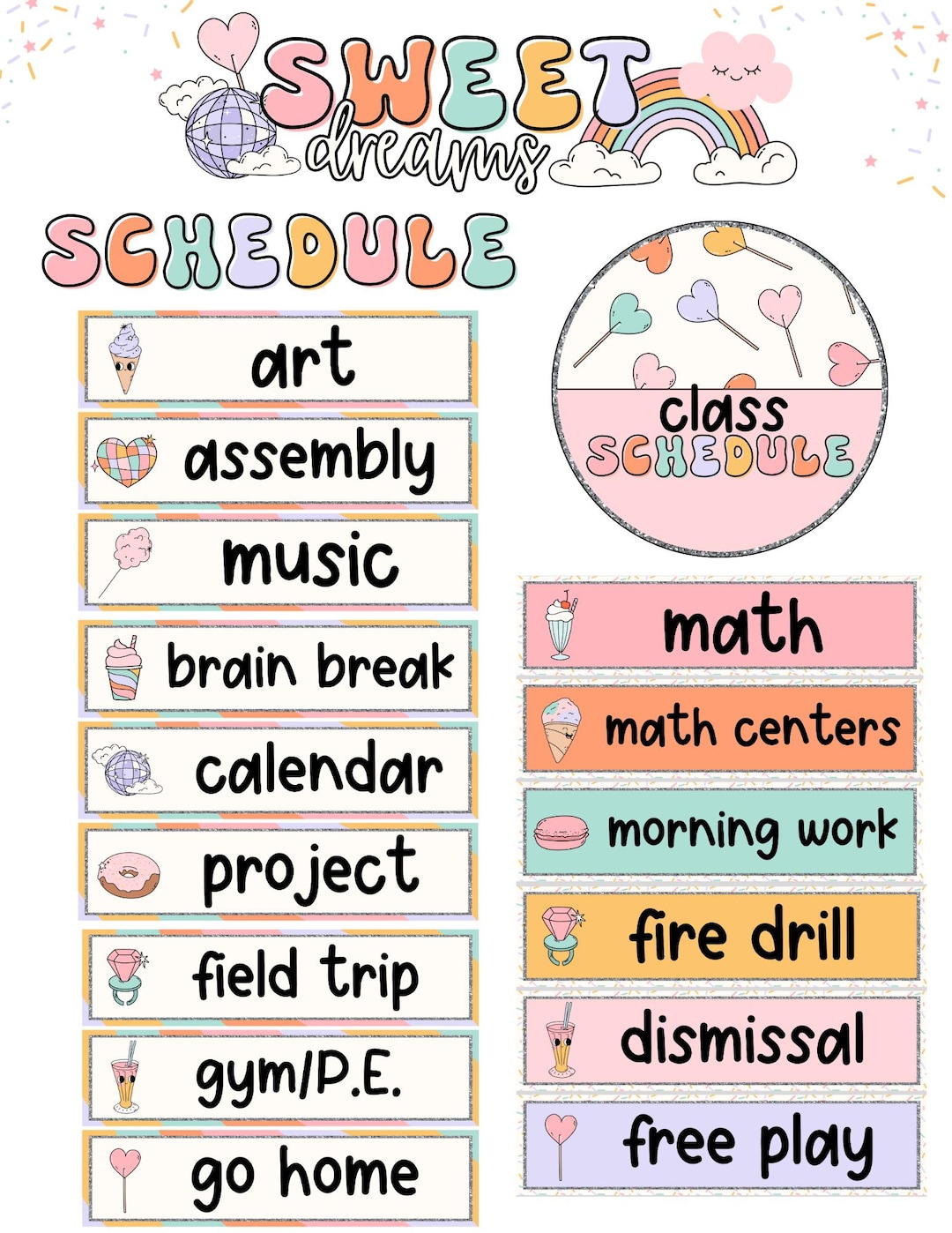 Sweet Dreams Classroom Schedule [editable] - Etsy