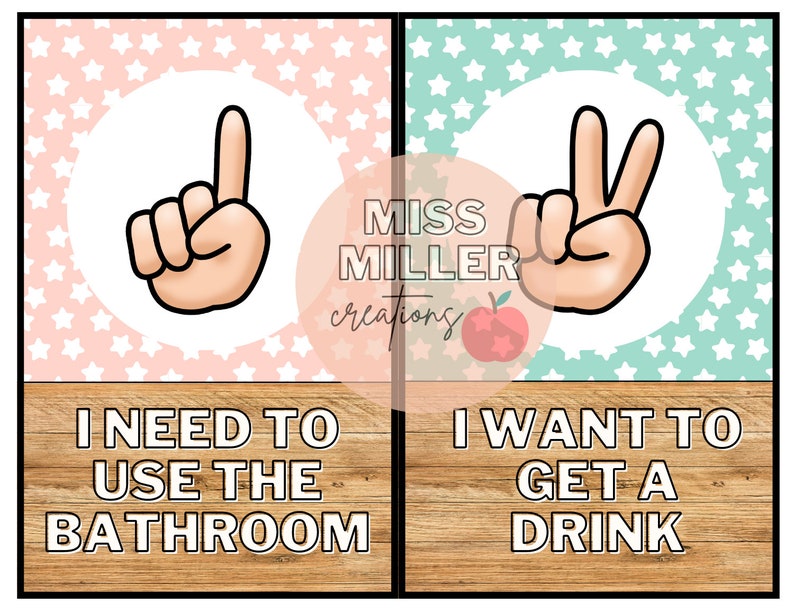 Pastel Boho Rainbow Hand Signals Classroom Posters editable - Etsy