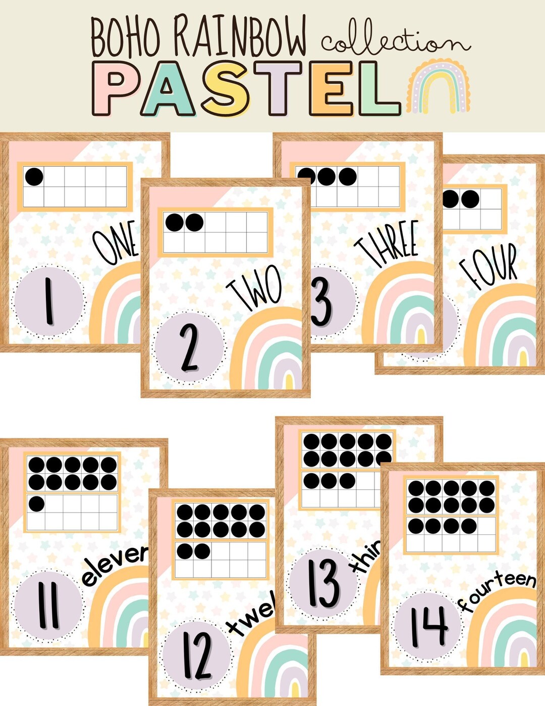 Pastel Boho Rainbow Classroom Number Posters - Etsy
