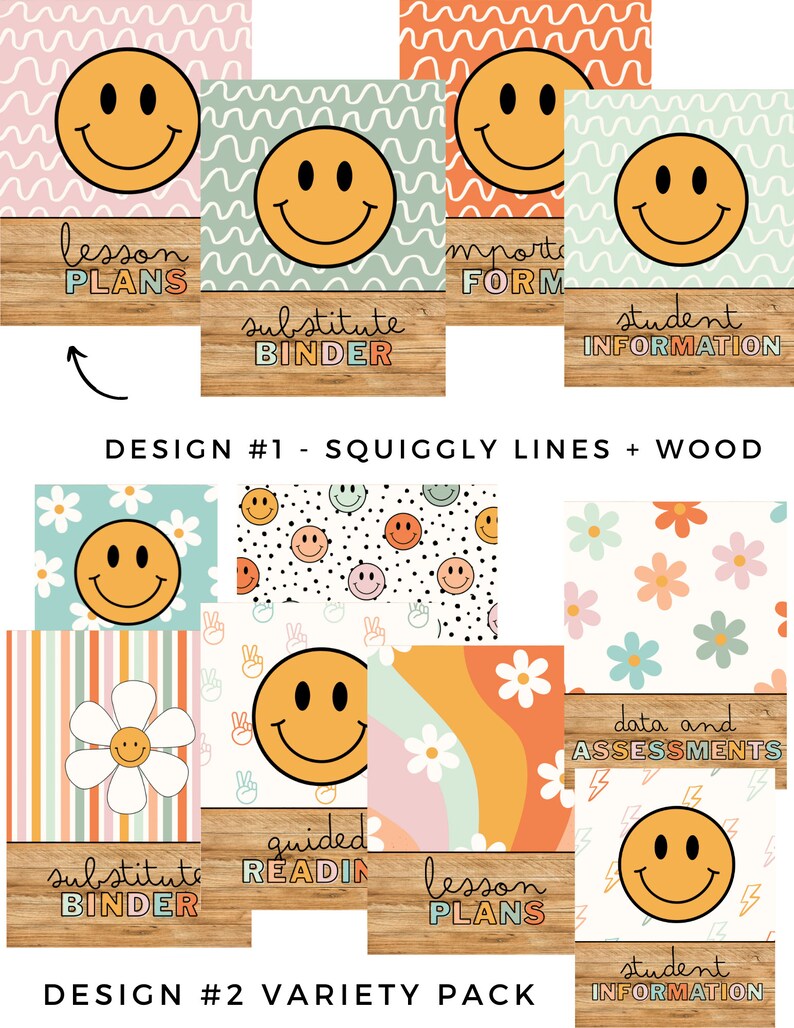 Groovy Boho Binder Covers editable - Etsy