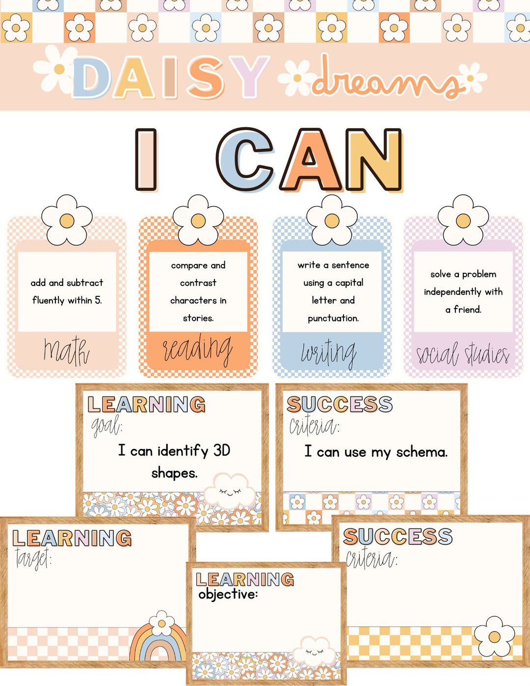 Daisy Dreams Learning Goal Posters/i Can Statements/focus Wall ...