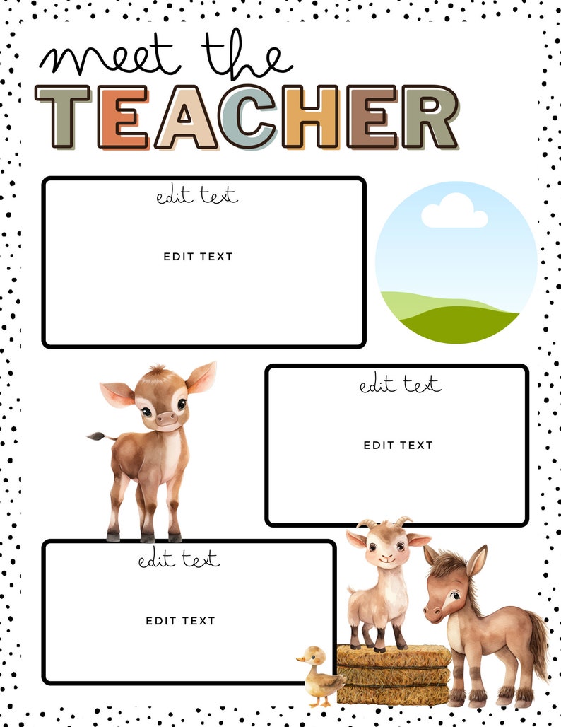 Farm Friends Meet the Teacher Template - Etsy