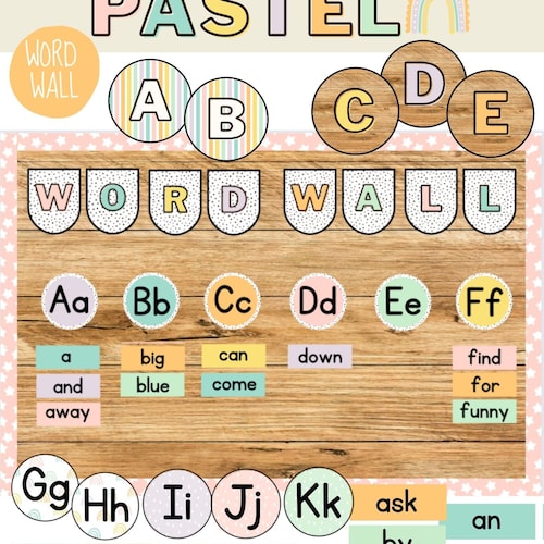 Neutral Boho Rainbow Word Wall editable - Etsy