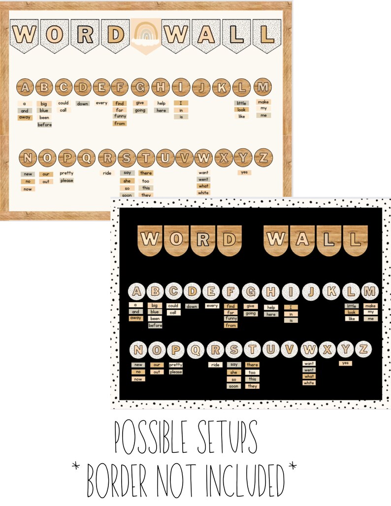 Neutral Boho Rainbow Word Wall editable - Etsy