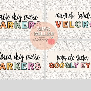 Retro Rainbow Classroom Supply Labels - Etsy