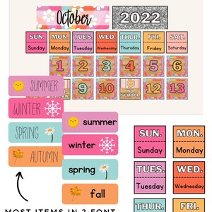 Groovy Glitter Classroom Calendar - Etsy