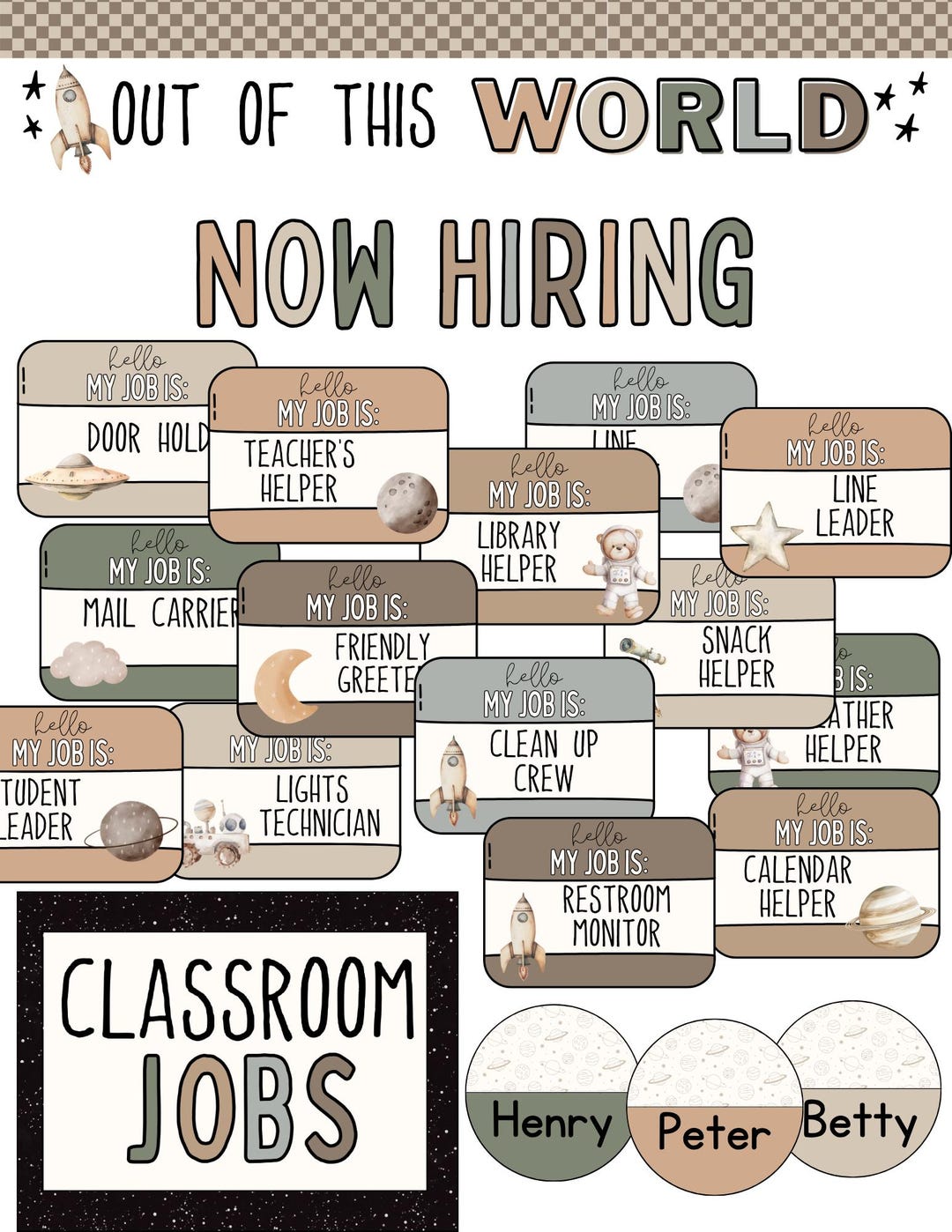 Out of This World Class Jobs Display [editable] - Etsy