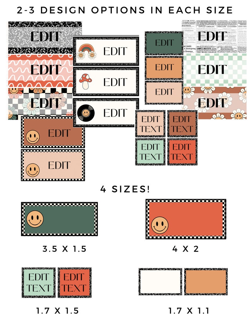 Groovy Vintage Teacher Toolbox Labels [editable] - Etsy