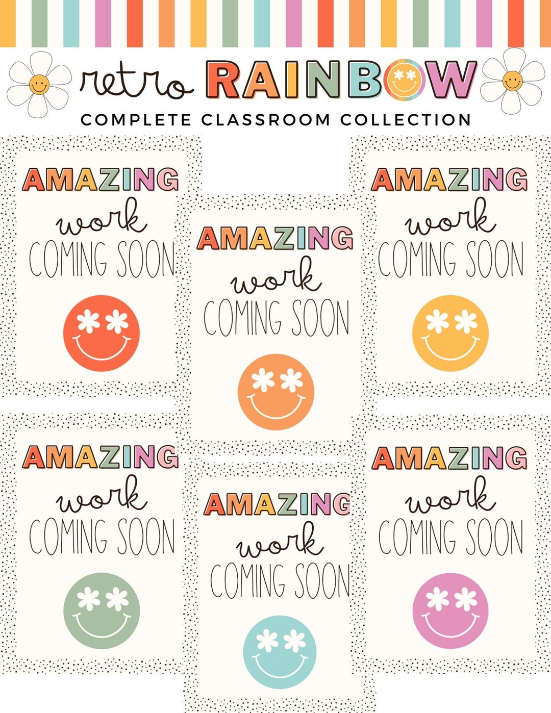 Retro Rainbow Work Coming Soon Posters - Etsy