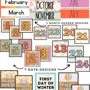 Retro Rainbow Classroom Calendar - Etsy