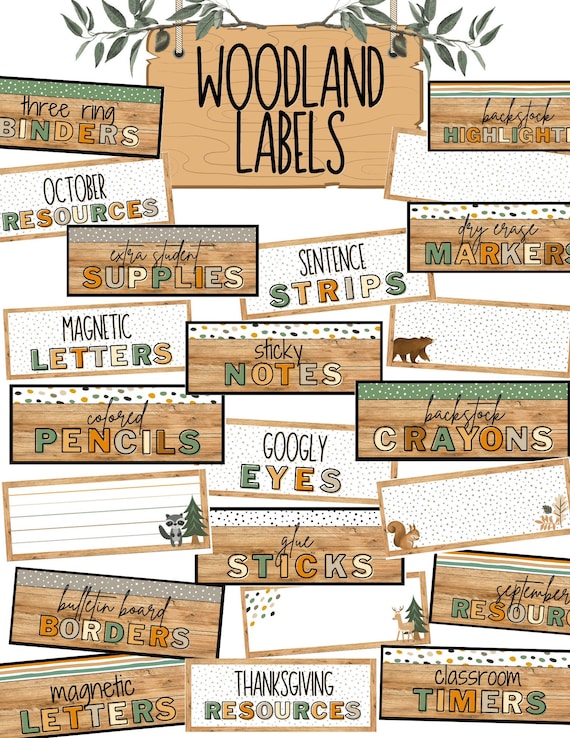 Woodland Classroom Supplies Labels editable | Etsy Canada