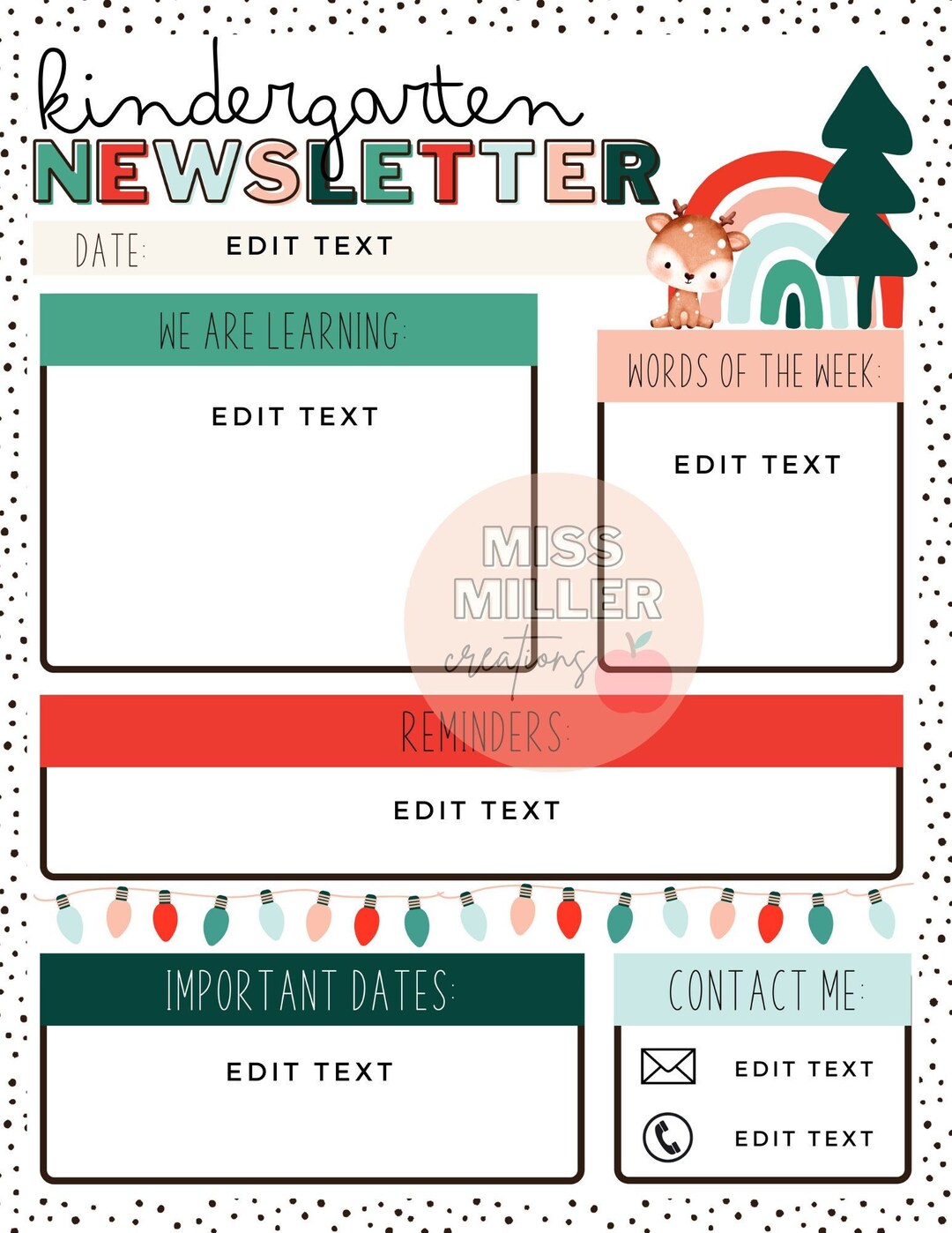 Christmas/holiday/seasonal Newsletter Template [editable] - Etsy