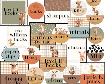 FARM THEME CLASSROOM Labels and Tags, Large Set of Editable Farm Labels ...
