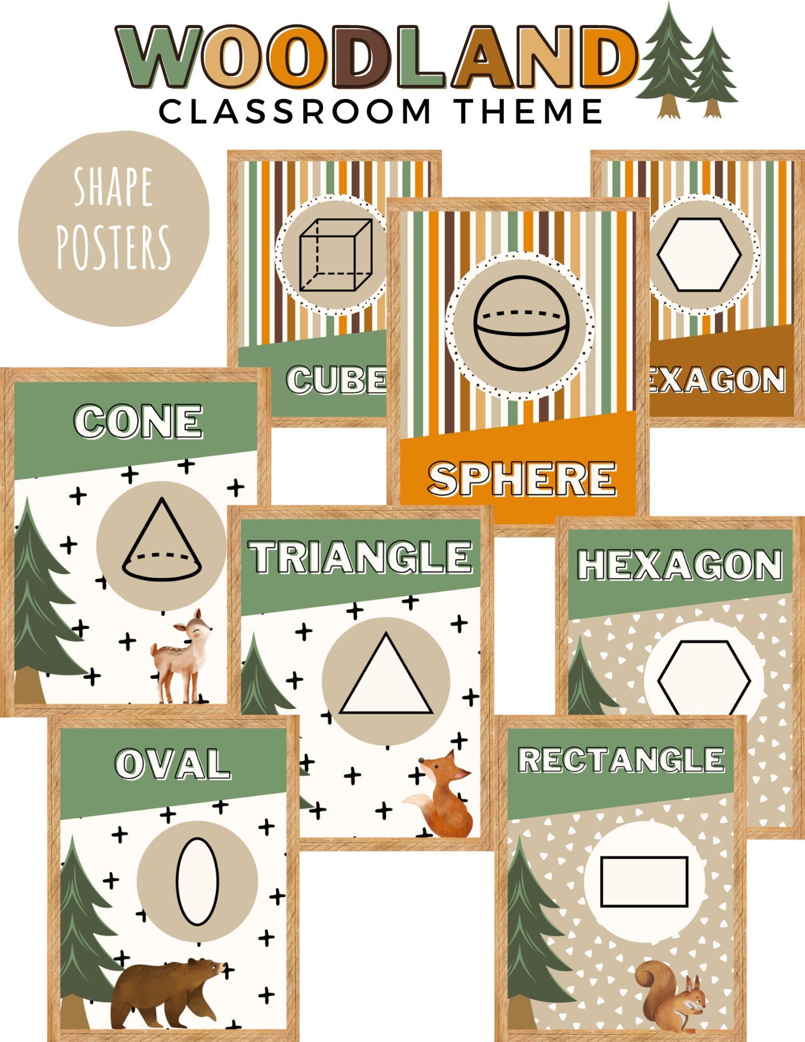 Woodland Classroom Shape Posters - Etsy