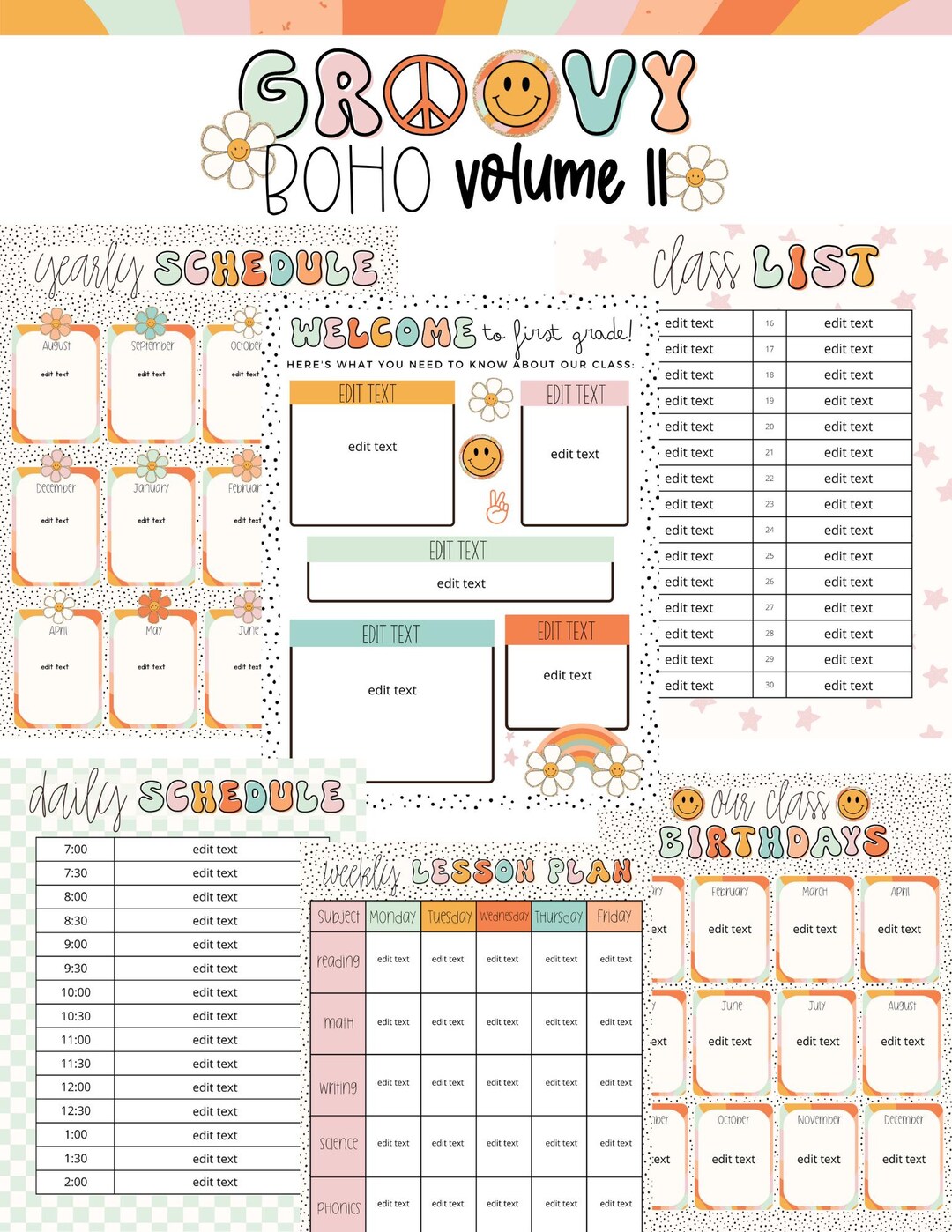 Groovy Boho Volume II Classroom Forms [editable] - Etsy