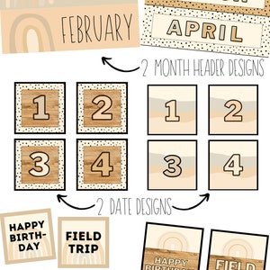 Neutral Boho Rainbow Classroom Calendar - Etsy