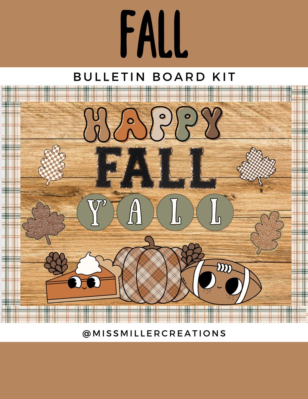 Happy Fall Y'all [groovy Fall] Bulletin Board Kit - Etsy