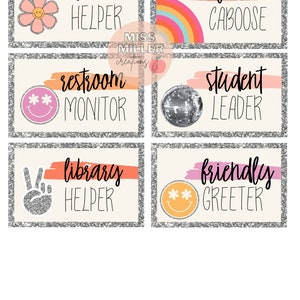 Groovy Glitter Class Jobs Display [editable] - Etsy