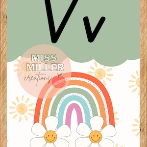 Retro Rainbow Classroom Alphabet Posters - Etsy