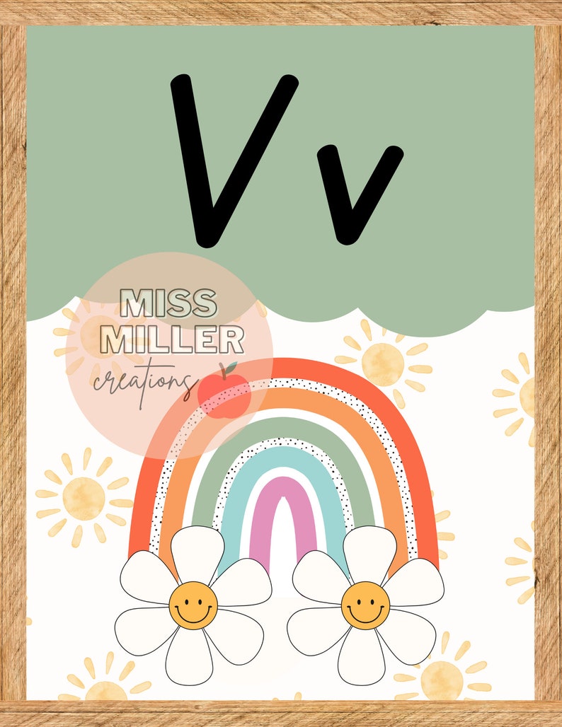 Retro Rainbow Classroom Alphabet Posters - Etsy