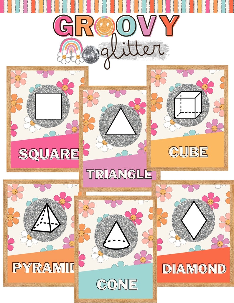 Groovy Glitter Shape Posters - Etsy