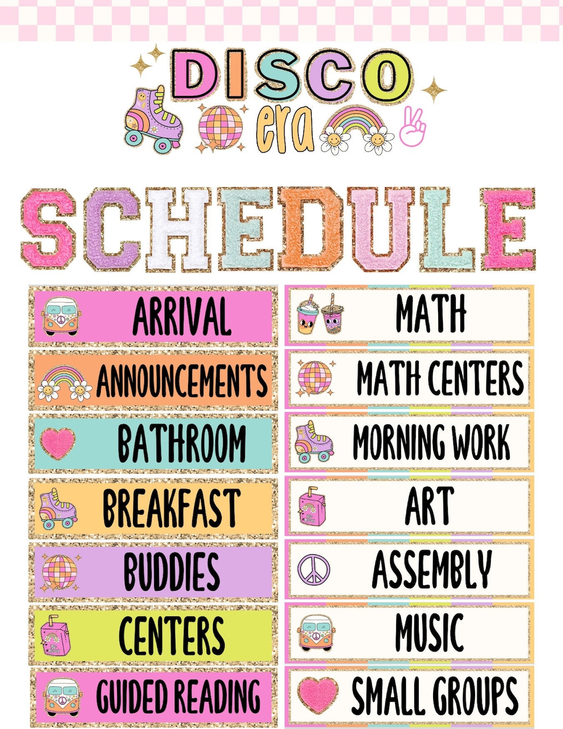 Disco Era Classroom Schedule [editable] - Etsy