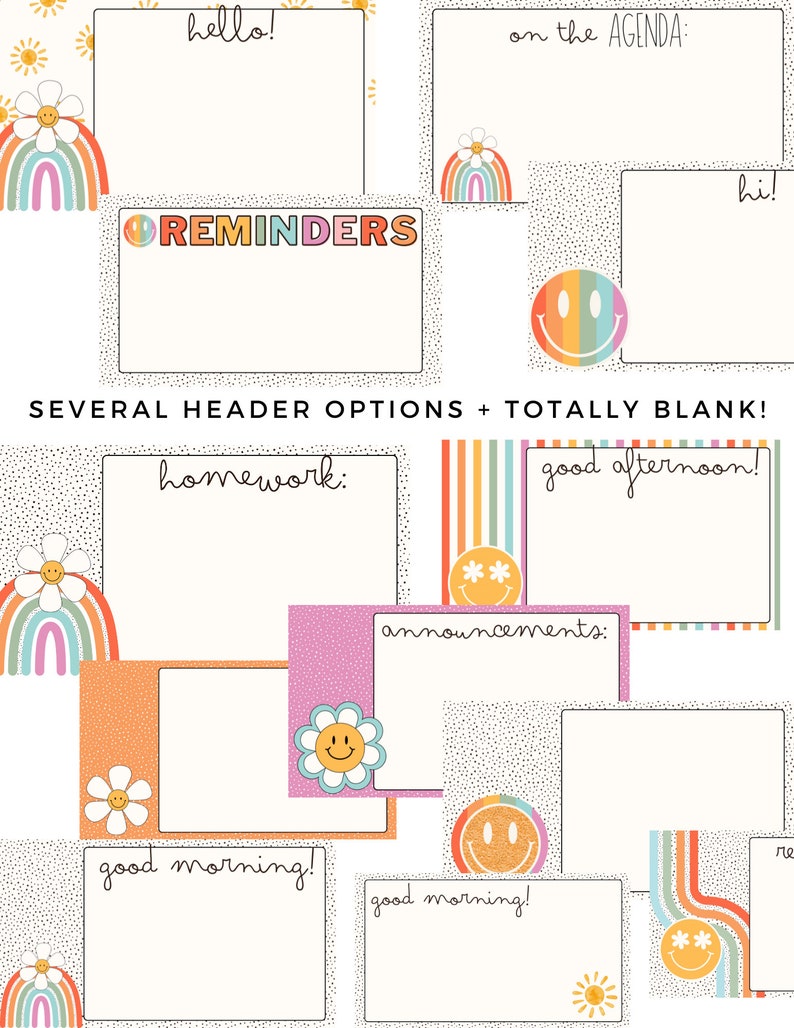 Retro Rainbow Google Slides Templates - Etsy