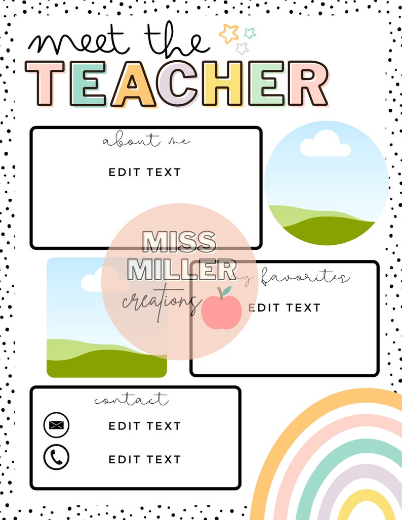 Pastel Boho Rainbow Meet the Teacher Template editable - Etsy