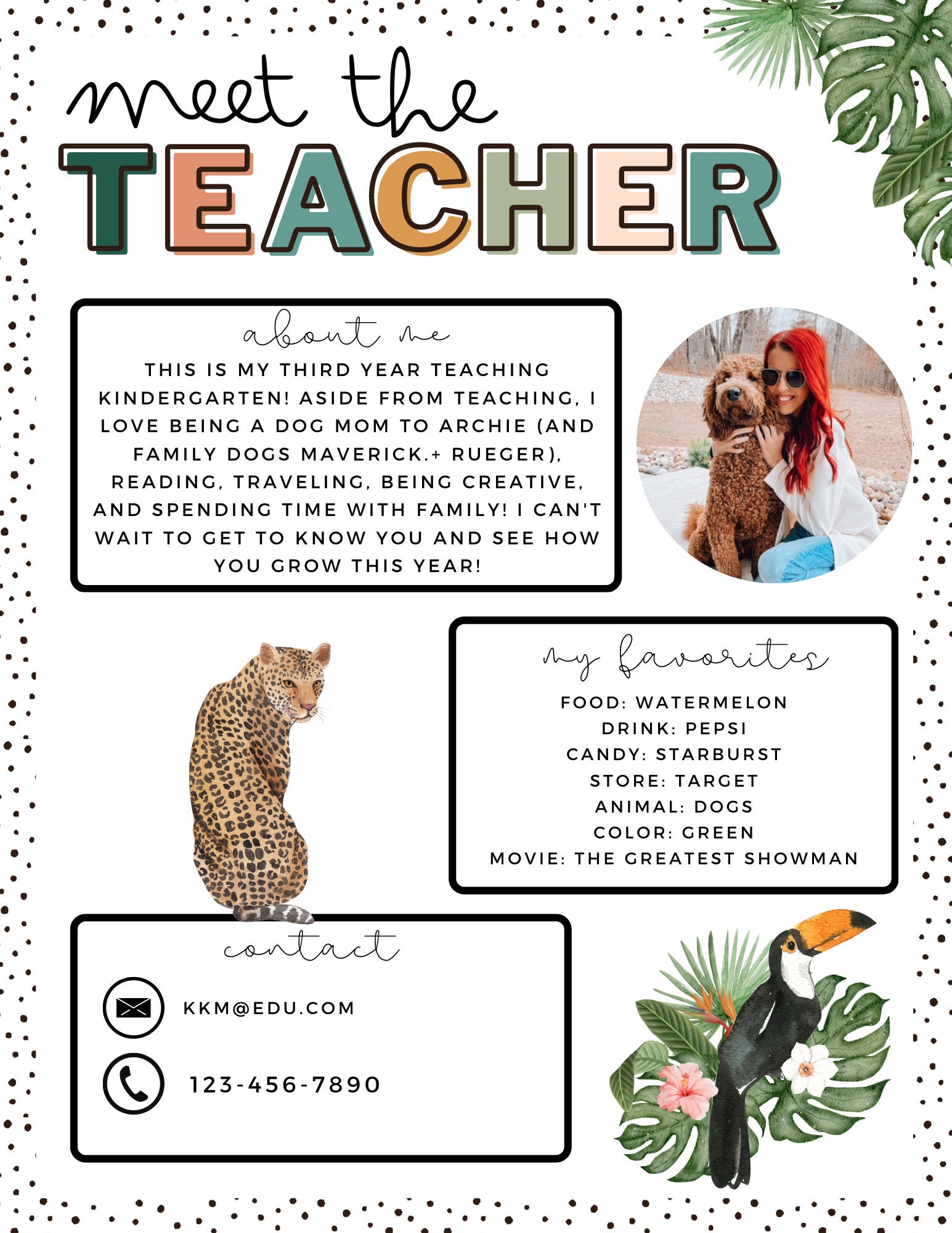 Boho Tropics Meet the Teacher Template - Etsy