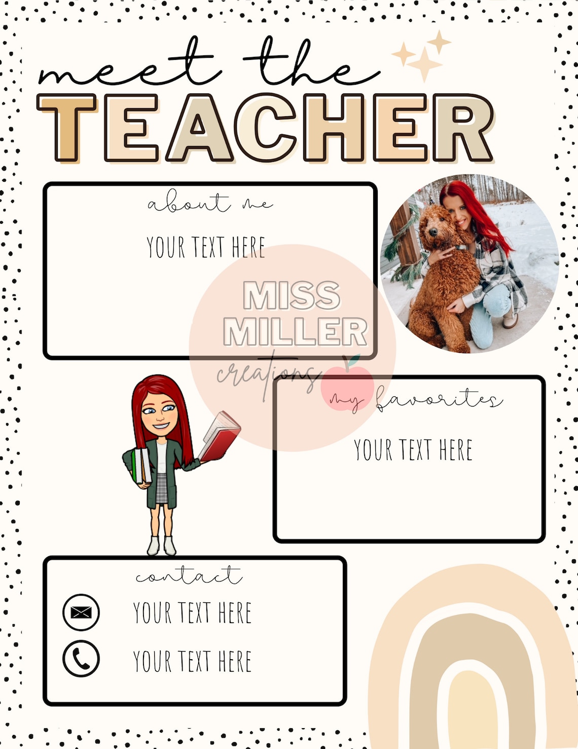Neutral Boho Meet the Teacher Template - Etsy