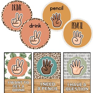 Boho Tropics Hand Signals Classroom Posters [editable] - Etsy