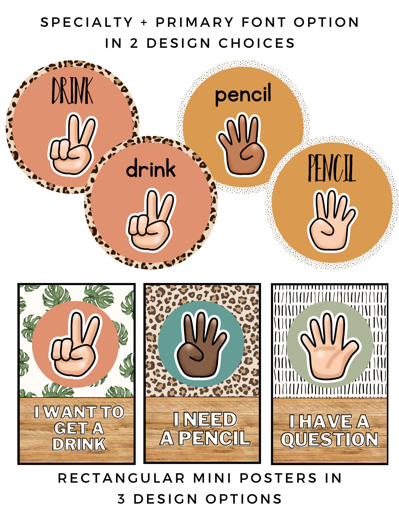 Boho Tropics Hand Signals Classroom Posters [editable] - Etsy