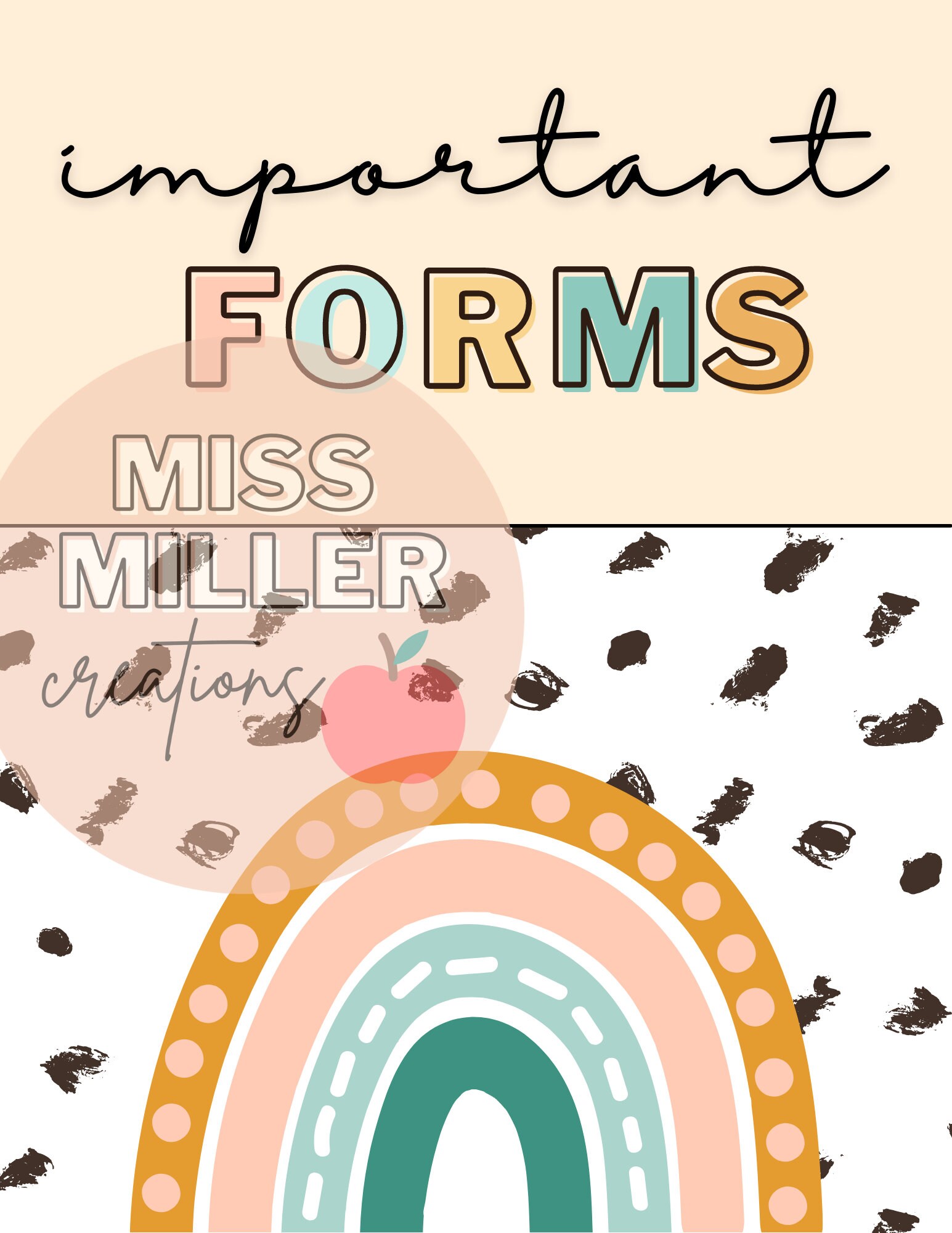 Modern Boho Rainbow Binder Covers | Etsy