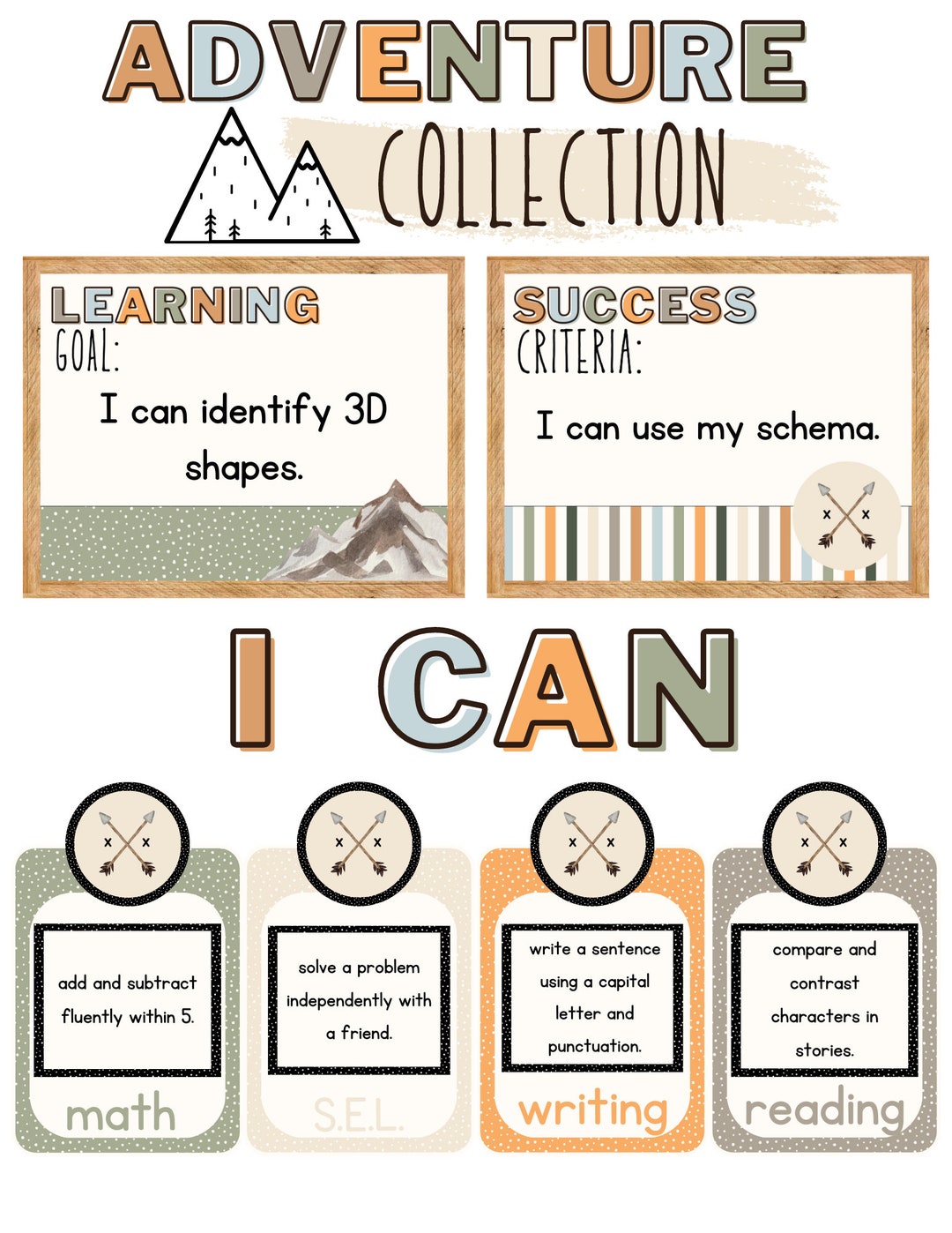Adventure Learning Goal Posters/i Can Statements/focus Wall [editable ...