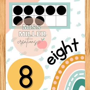 Modern Boho Rainbow Classroom Number Posters - Etsy