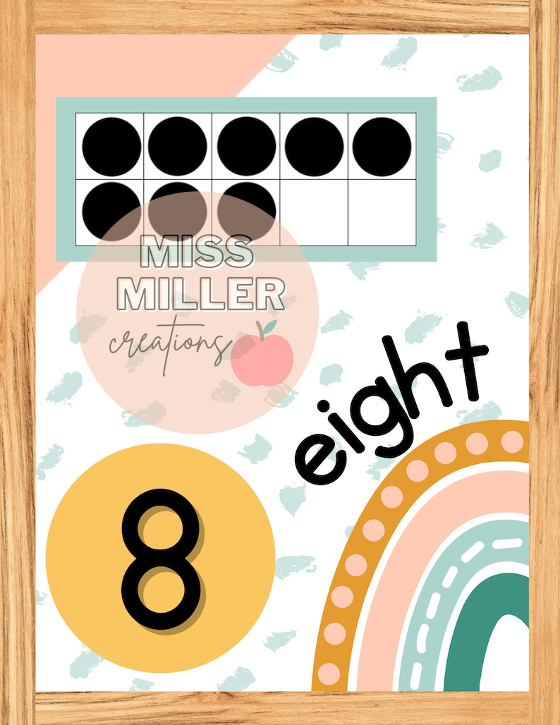 Modern Boho Rainbow Classroom Number Posters - Etsy