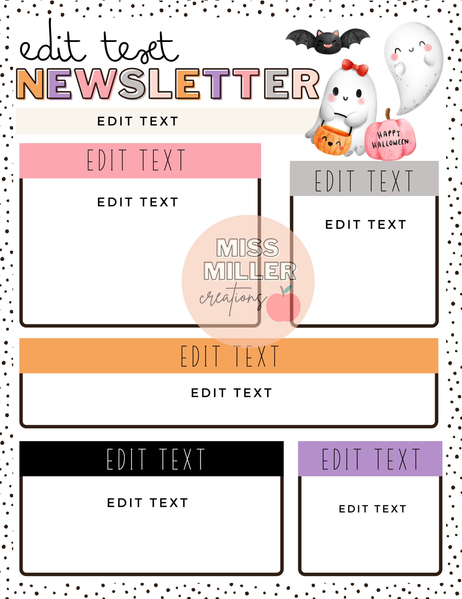 Modern Halloween Newsletter Template [editable] - Etsy