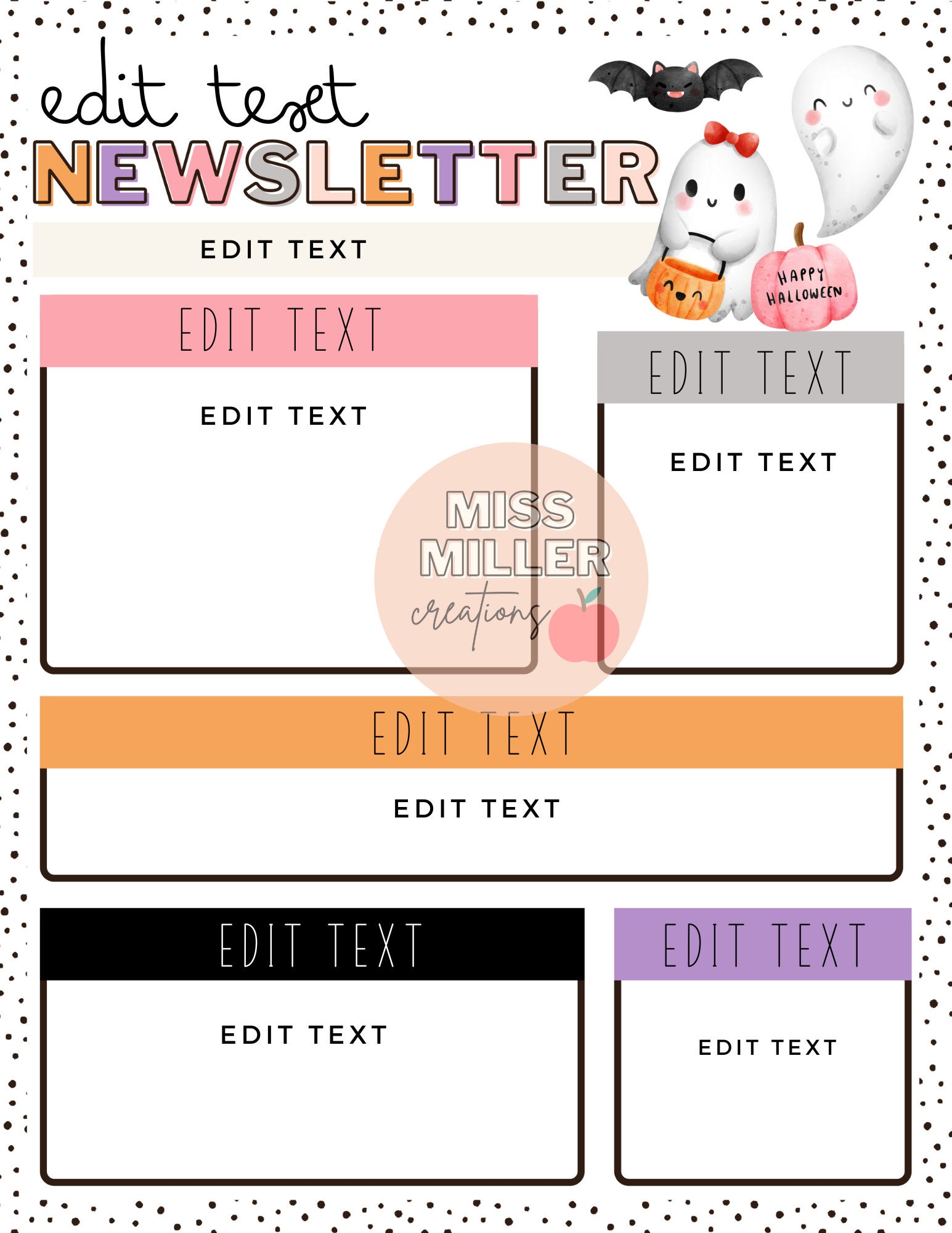 Modern Halloween Newsletter Template [editable] - Etsy