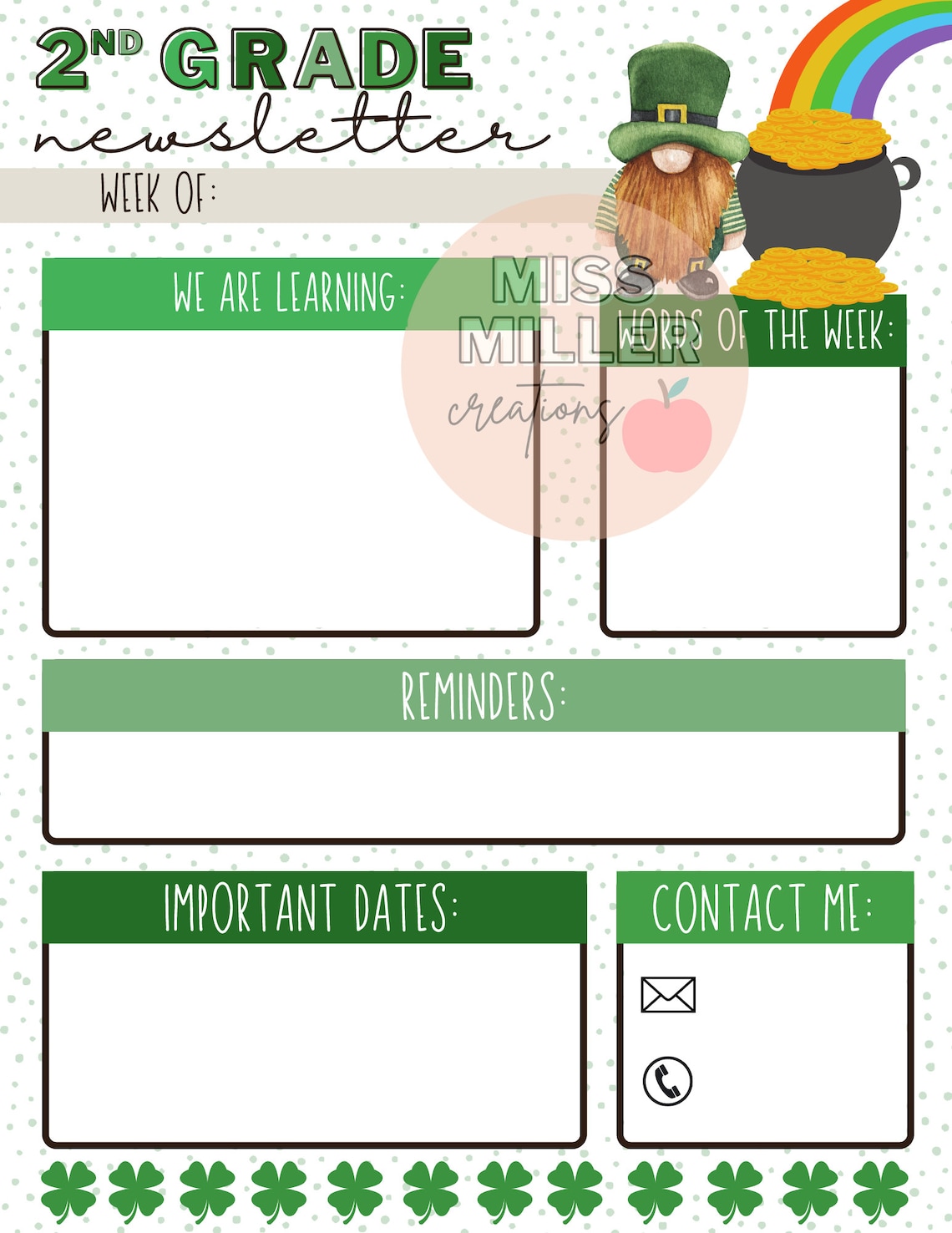March Classroom Weekly Newsletter Template editable - Etsy