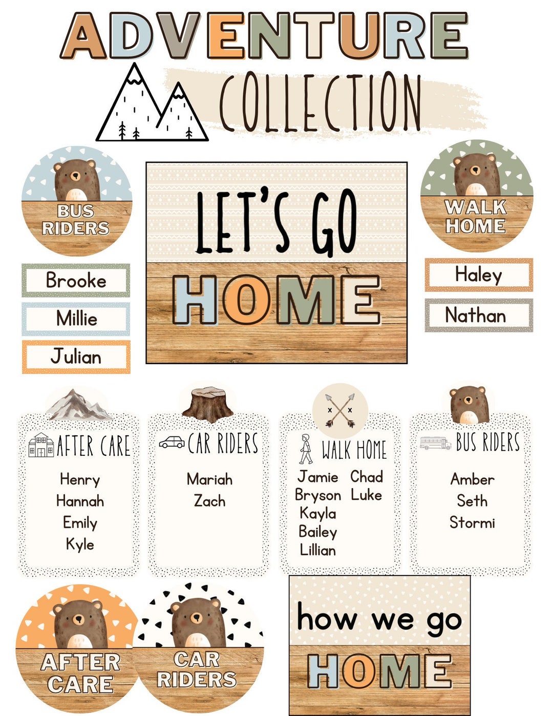 Adventure Dismissal Chart [editable] - Etsy