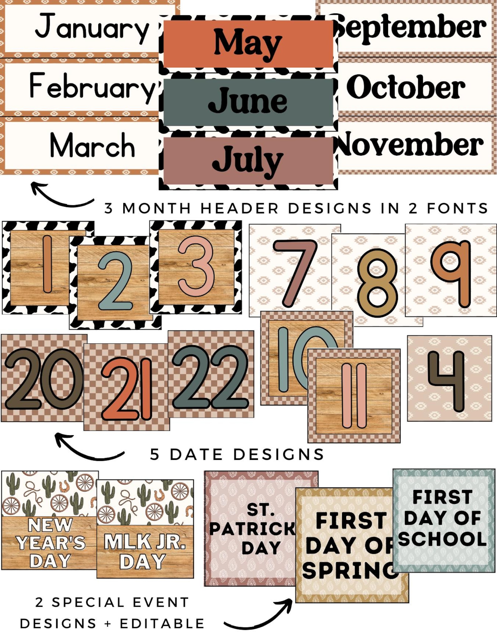 Wild Wild West Classroom Calendar - Etsy
