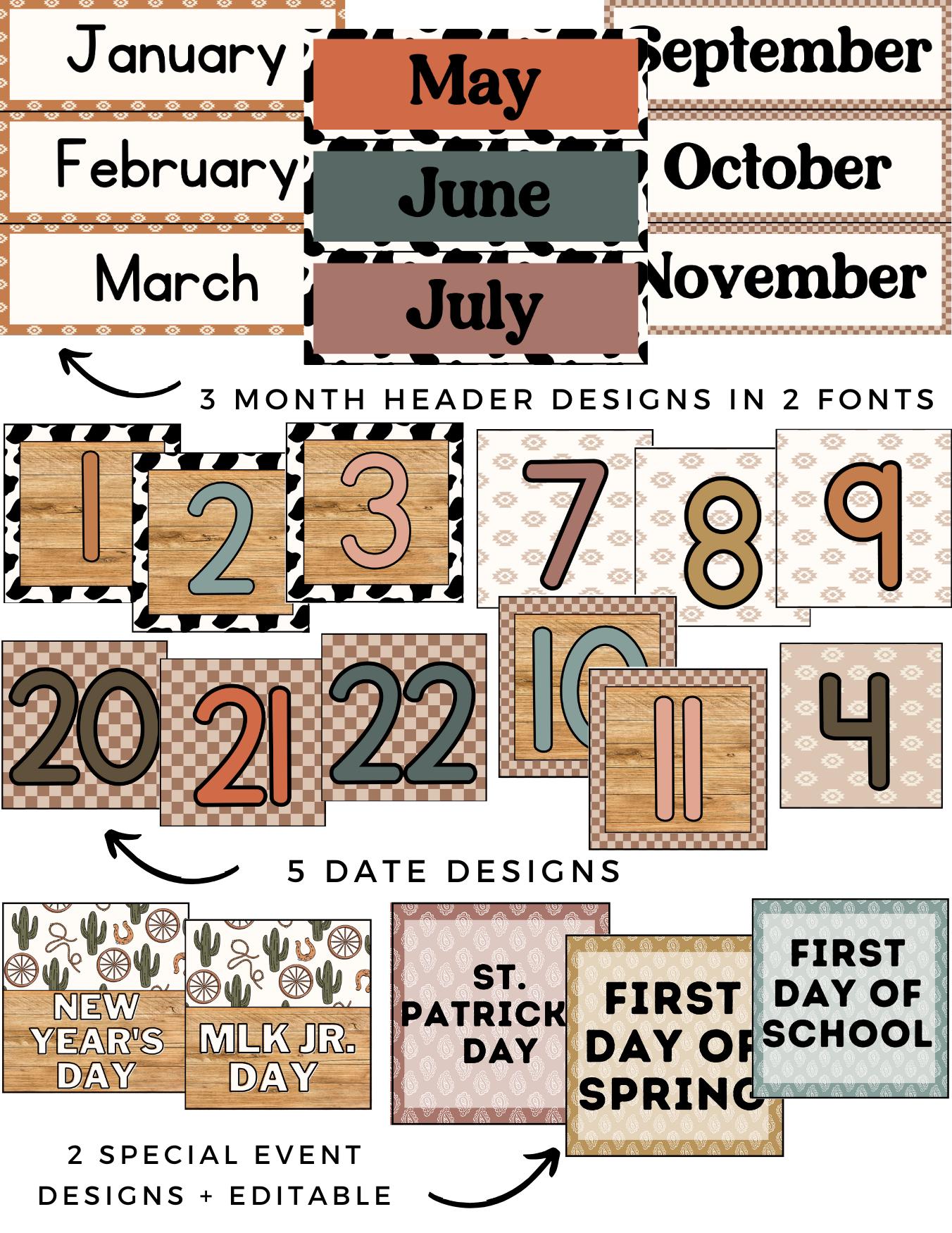 Wild Wild West Classroom Calendar - Etsy