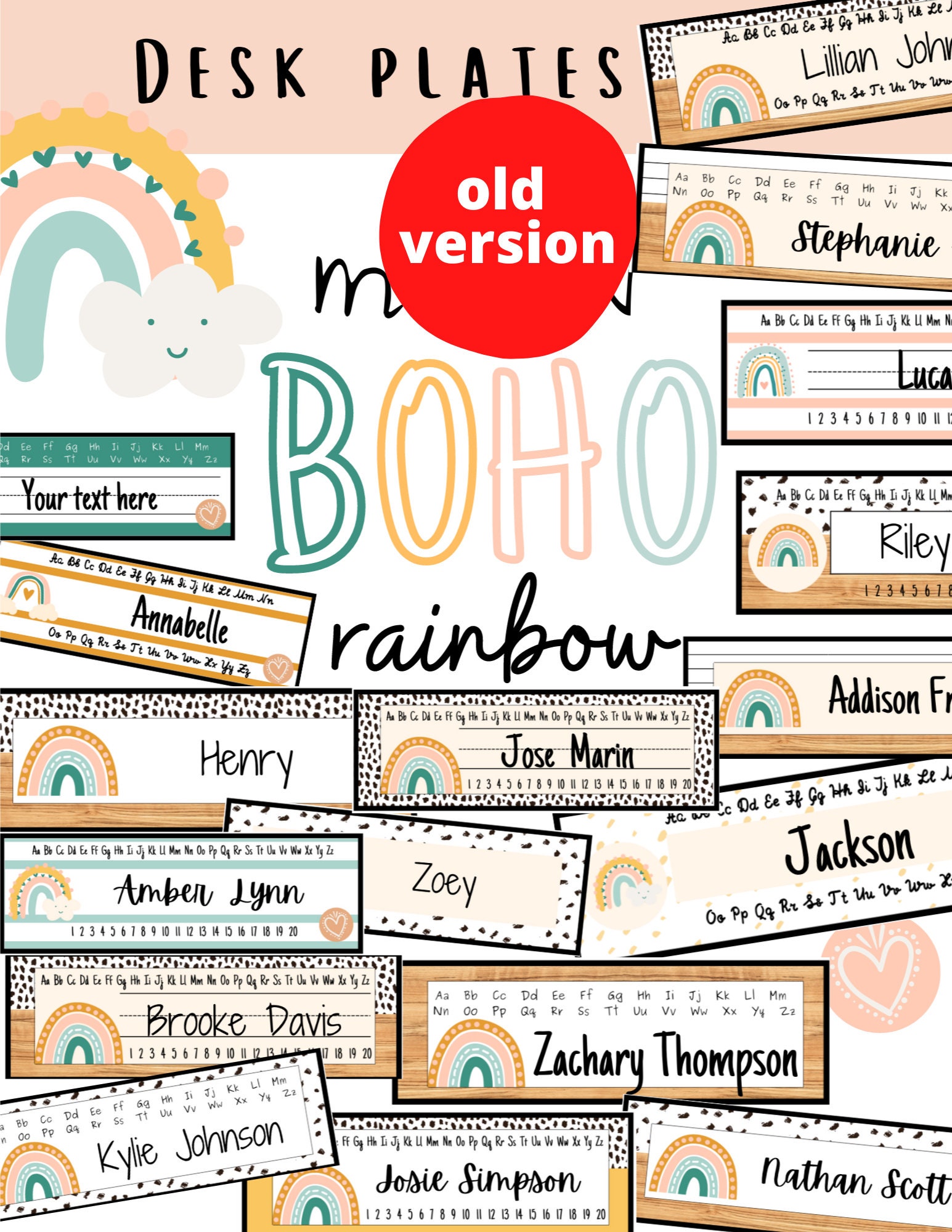 Modern Boho Rainbow Classroom Desk Plates editable - Etsy Australia