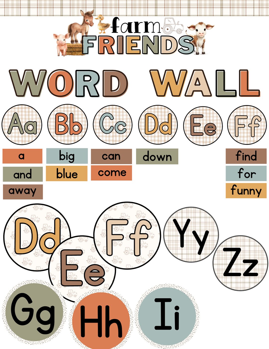 Farm Friends Word Wall [editable] - Etsy