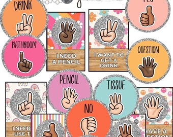 Cactus Hand Signals L Multicultural and Editable - Etsy