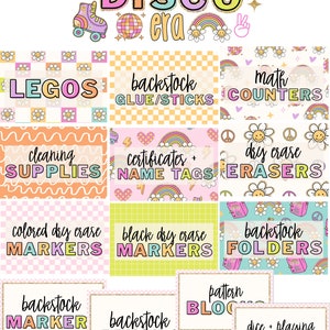 Disco Era Classroom Supply Labels - Etsy