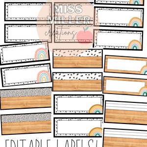 Modern Boho Rainbow Classroom Supplies Labels [editable] - Etsy