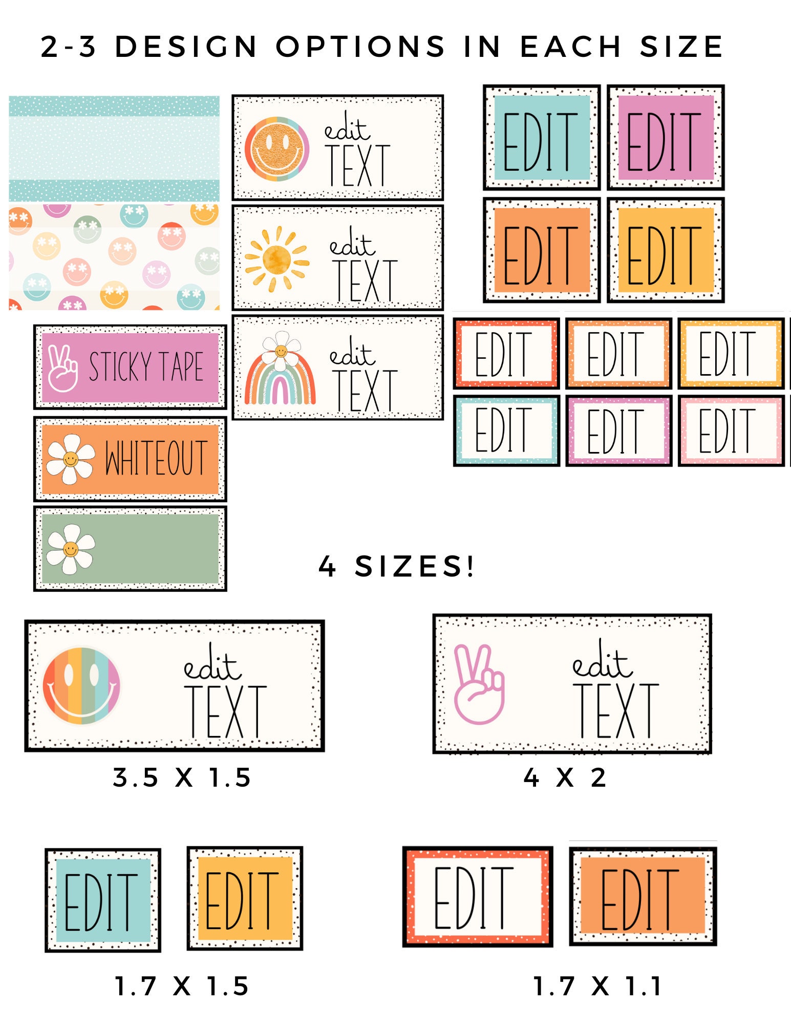 Retro Rainbow Teacher Toolbox Labels [editable] - Etsy
