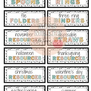Modern Boho Rainbow Classroom Supplies Labels [editable] - Etsy