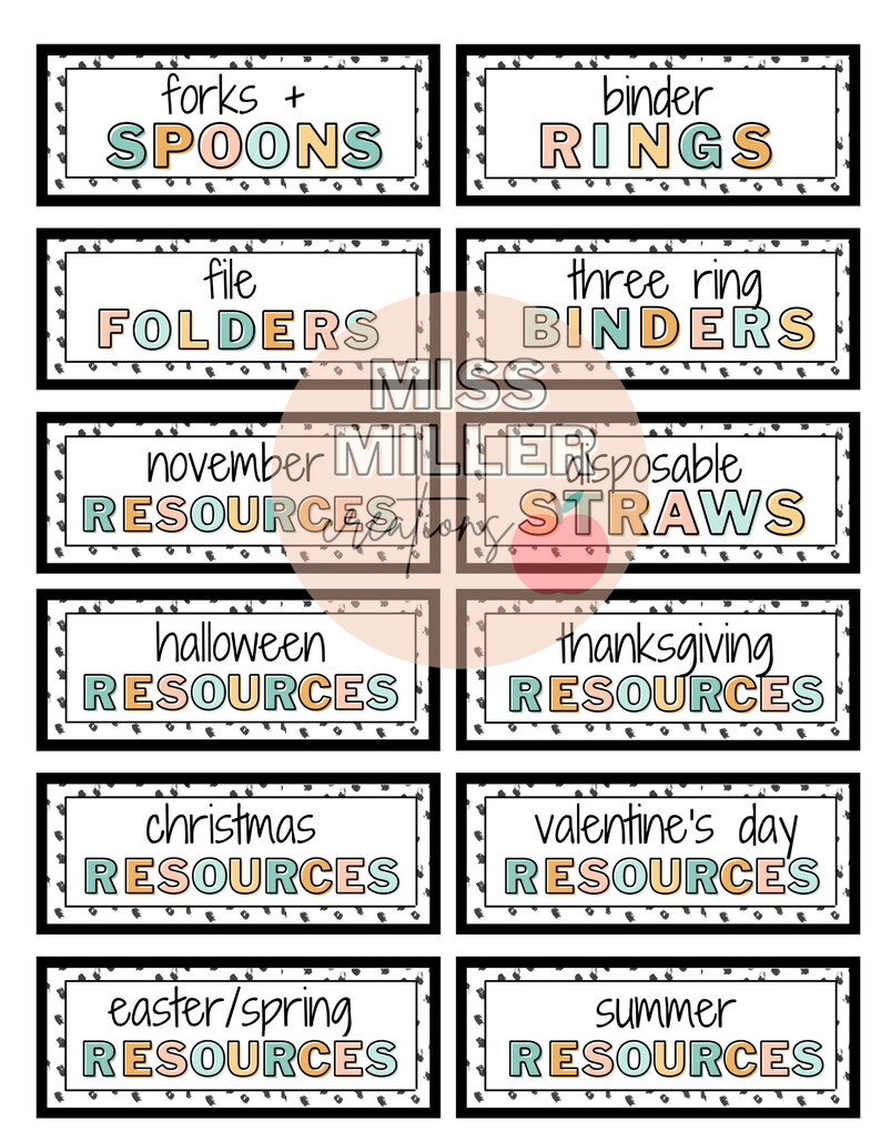 Modern Boho Rainbow Classroom Supplies Labels editable - Etsy
